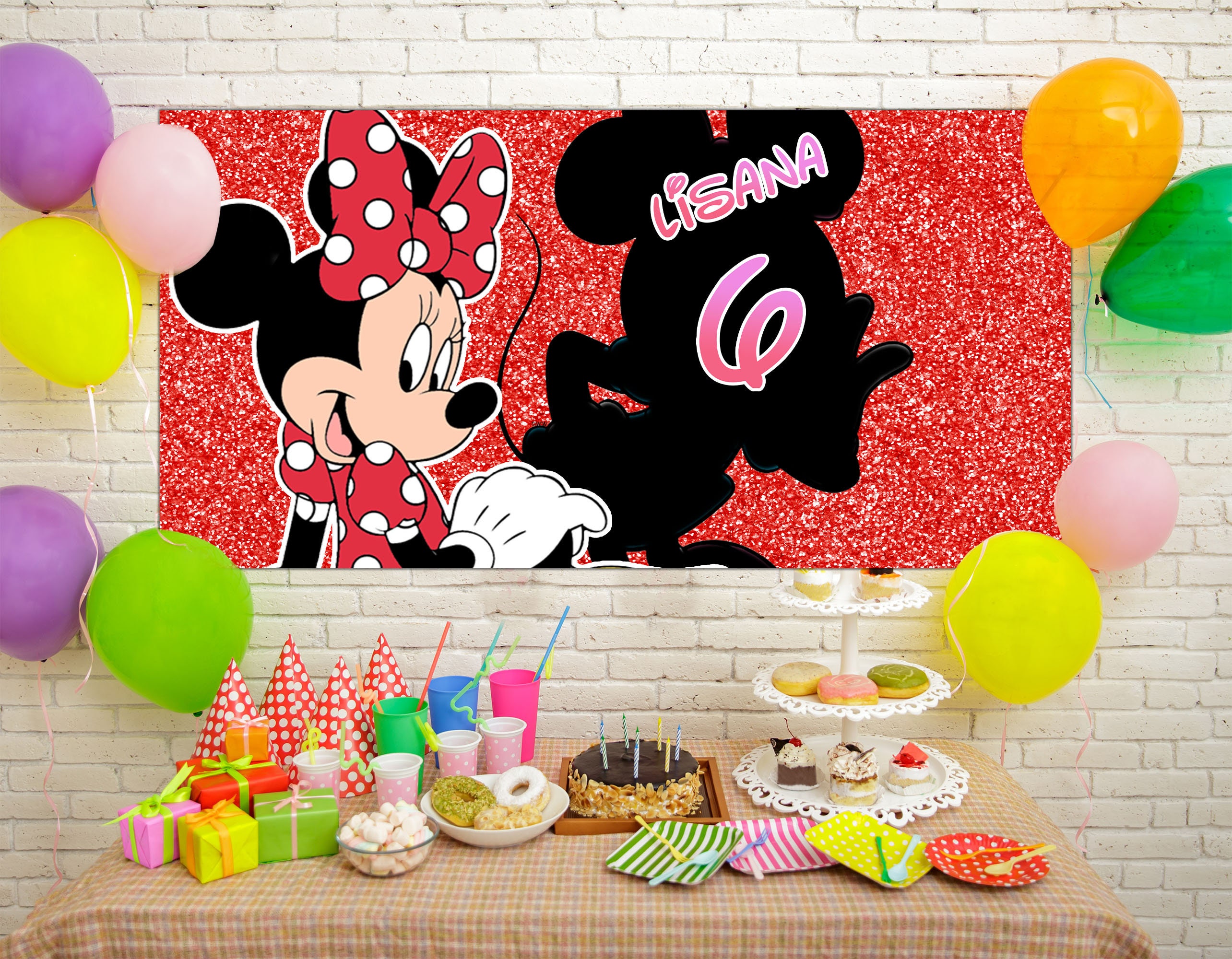 Minnie Birthday Backdrop, Custom Backdrop, Minnie Mouse Party, Bday ...