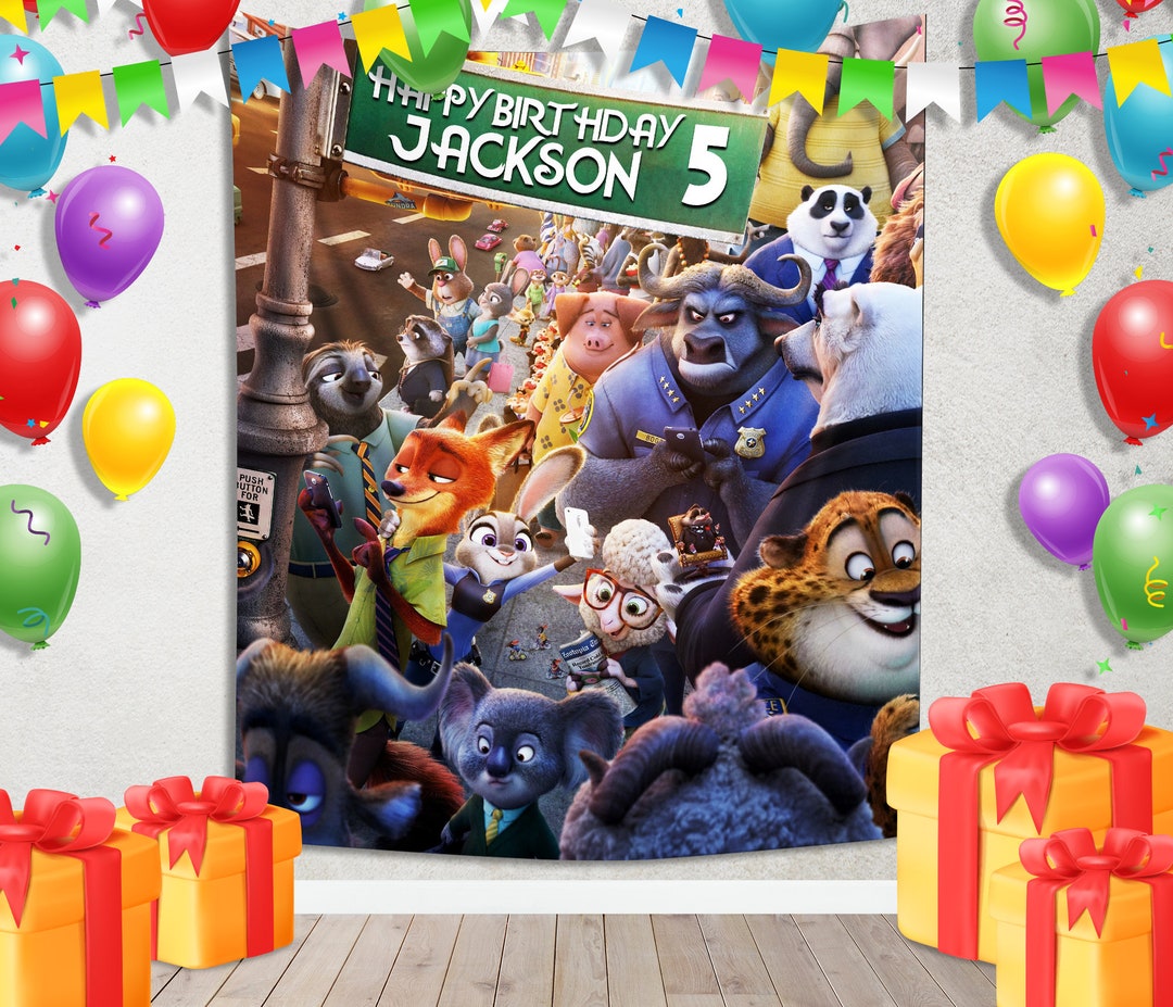 Zootopia Backdrop for Birthday Party Supplies Zootopia Baby Shower ...