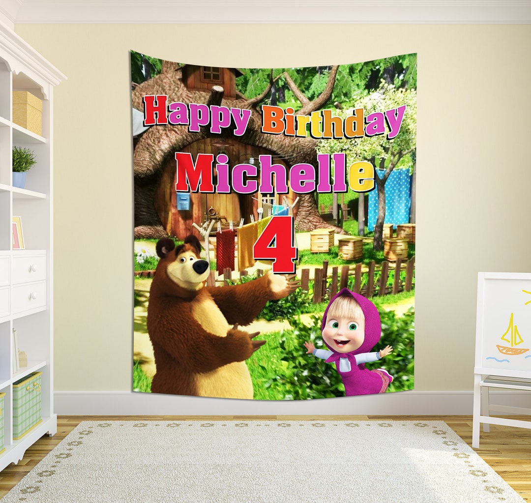 Masha and the Bear Birthday Backdrop, Masha and the Bear TV Show ...