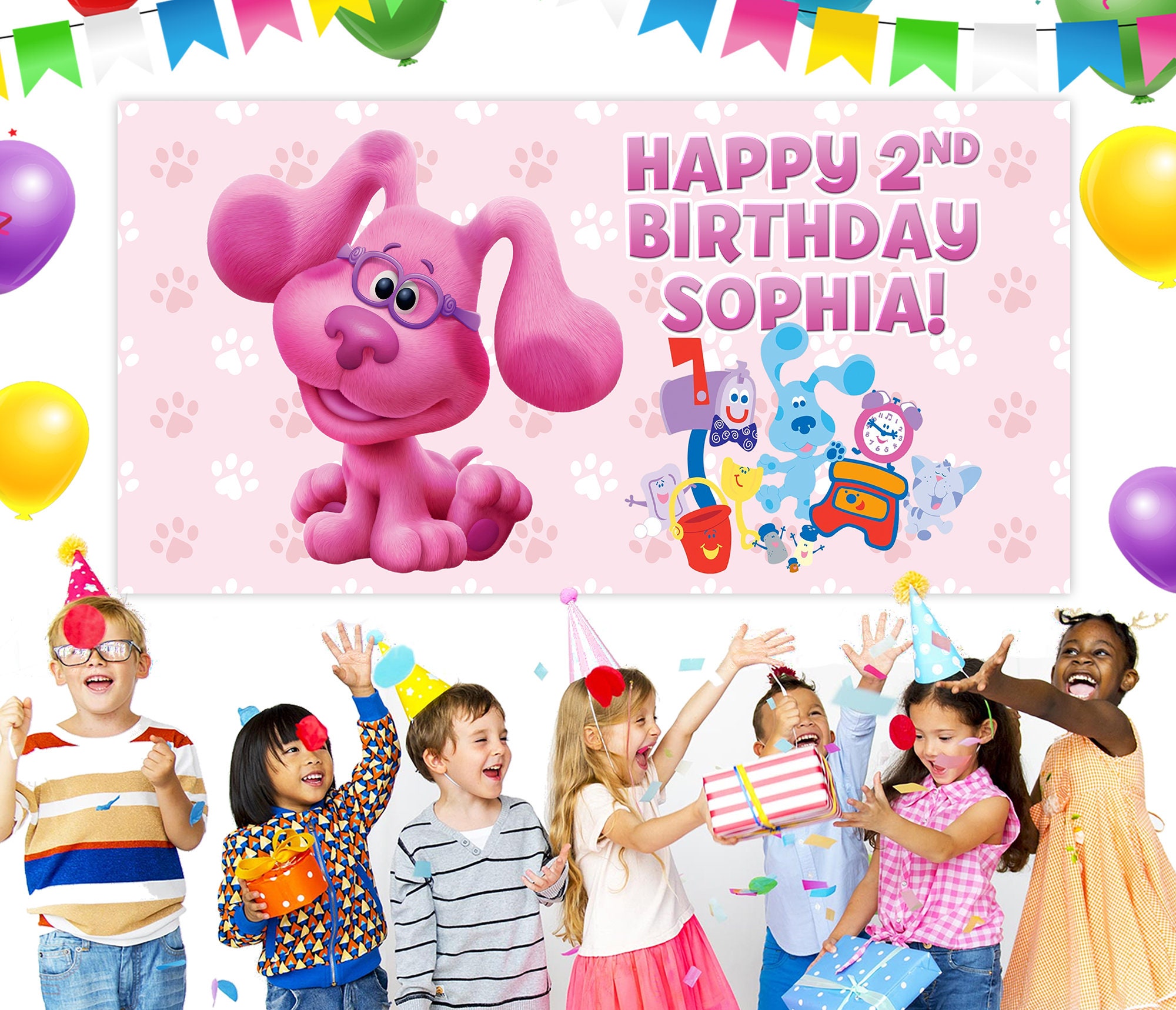 Blues Clues Birthday Backdrop, Blues Clues Personalized Birthday Banner, Personalized Backdrop ...