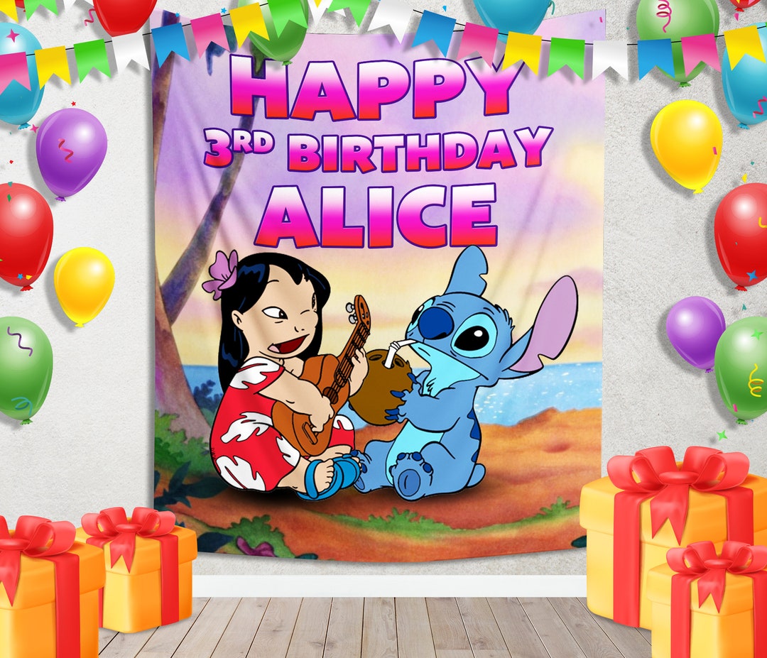 Lilo and Stitch Birthday Backdrop, Lilo and Stitch Personalized ...
