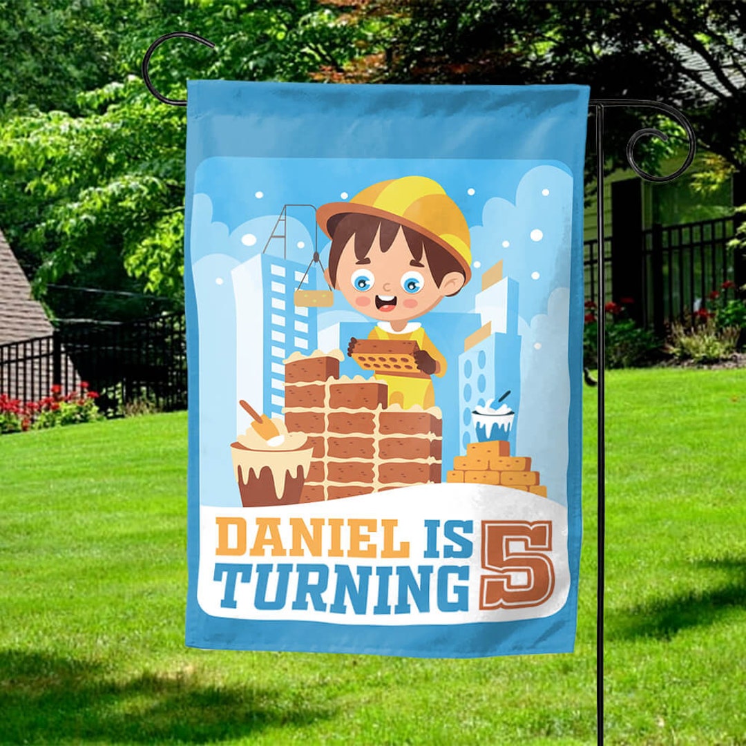 Kids Construction Flag, Boys Playground Flag, Boys Clubhouse Flag, Yard ...