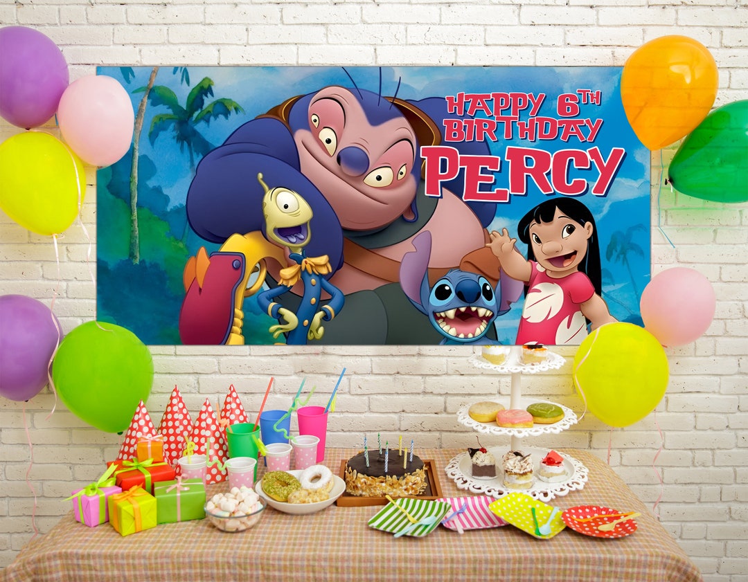Stitch Birthday Backdrop, Disney Lilo and Stitch Movie Birthday Banner ...