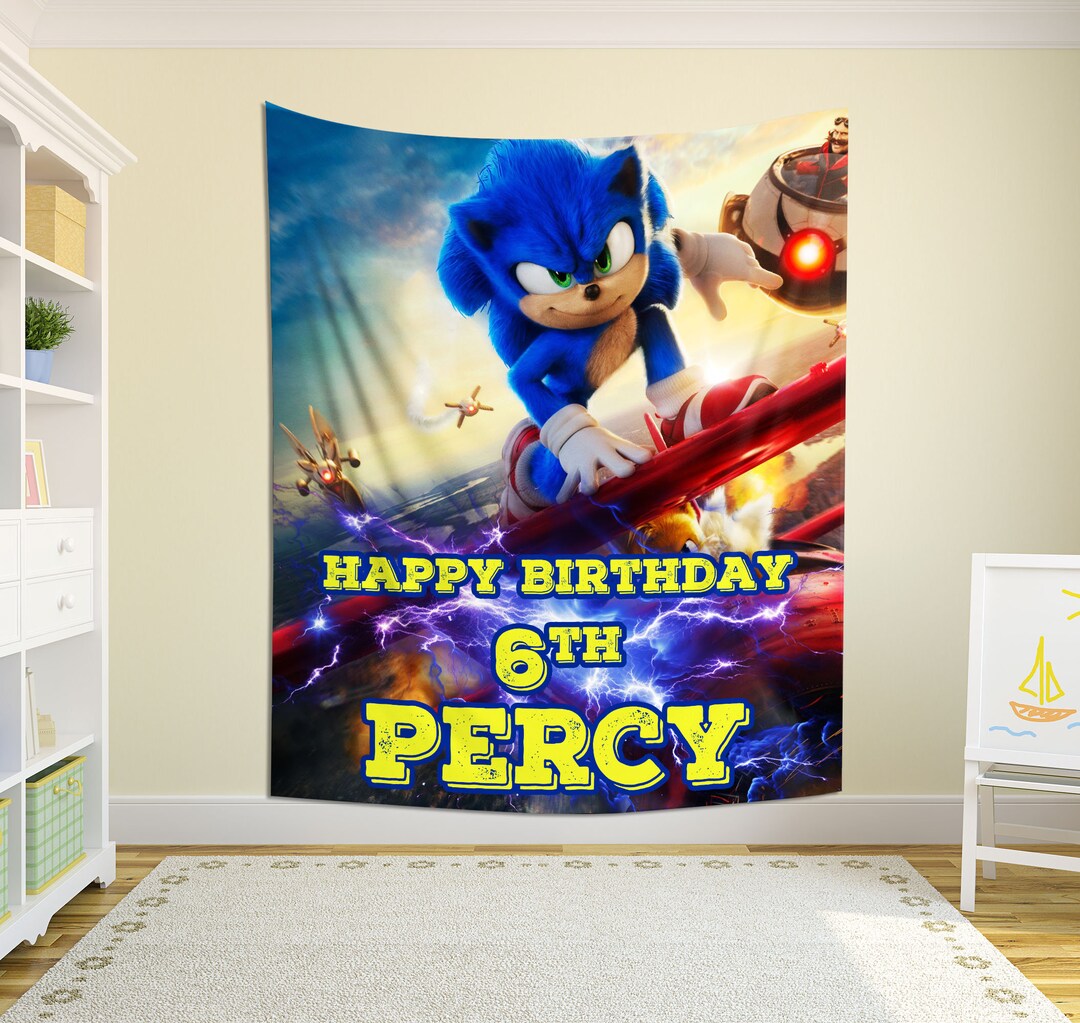 Sonic Birthday, Sonic Birthday Banner, Custom Sonic Backdrop, Kids ...
