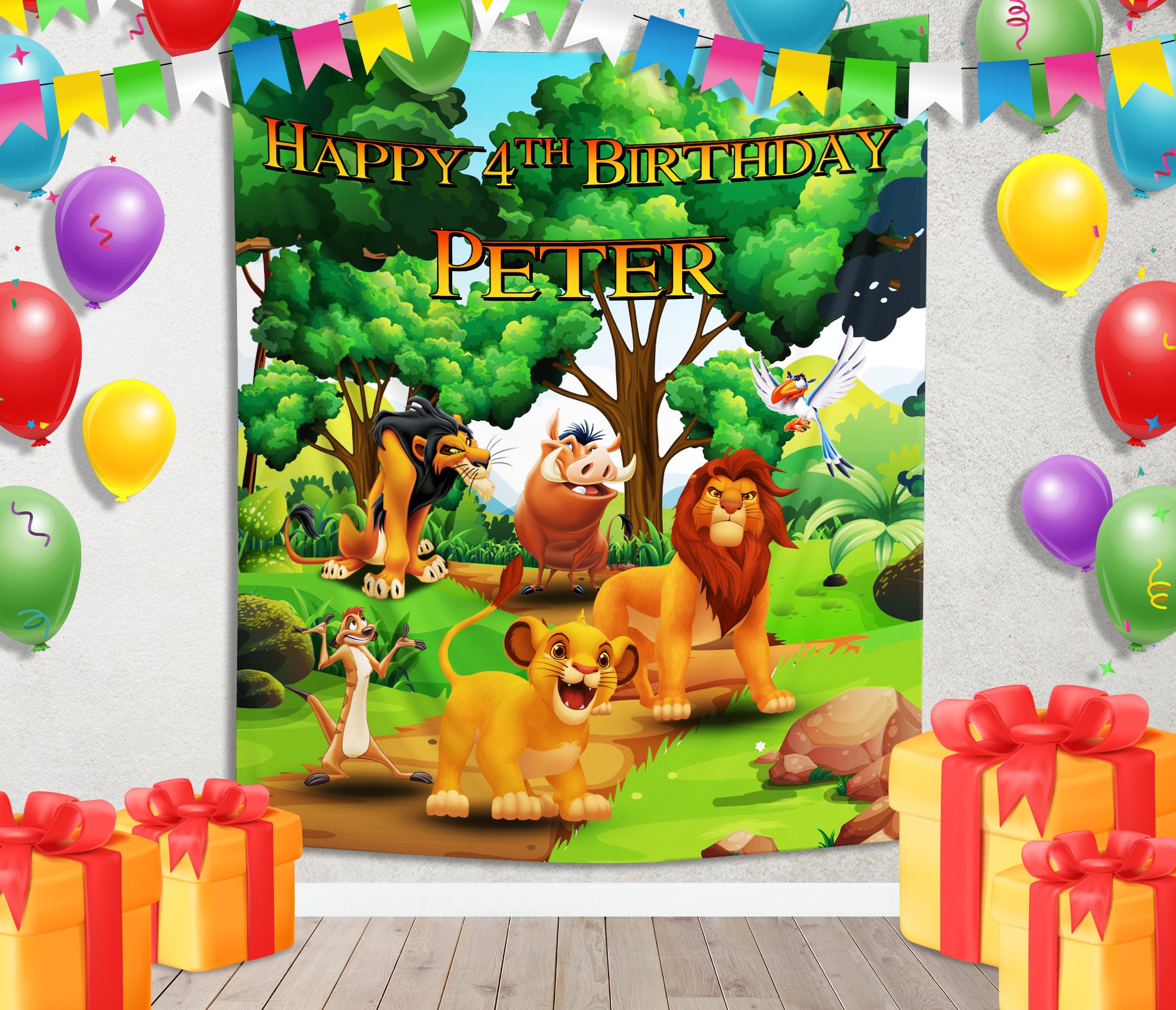 Custom Backdrop Lion King Birthday Decoration, Personalize Nala Simba ...