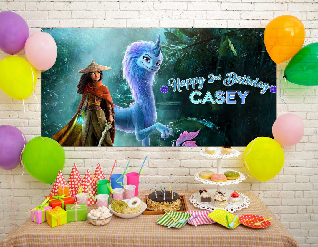 Raya Party Backdrop, Raya Birthday Banner, Raya Party Decor, Happy ...