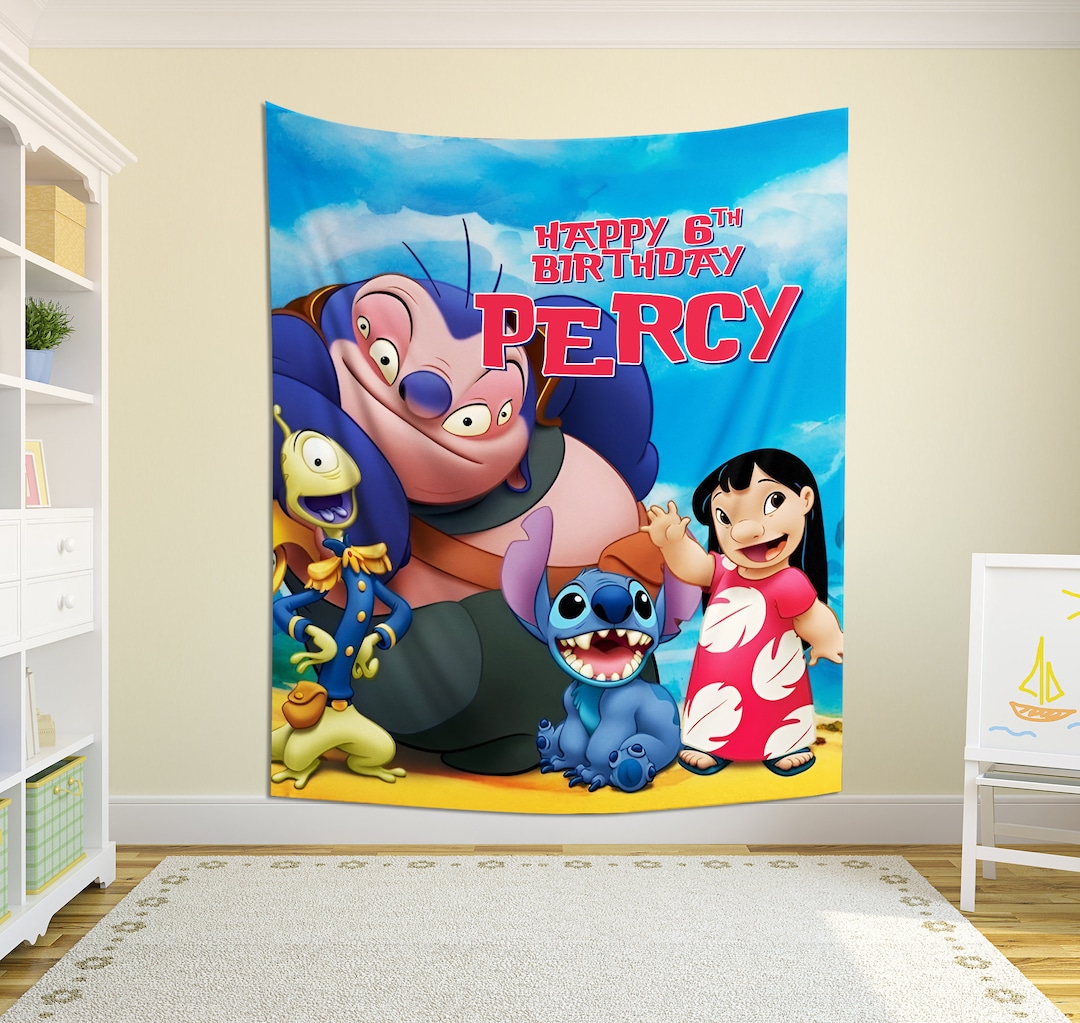 Stitch Birthday Backdrop, Disney Lilo and Stitch Movie Birthday Banner ...