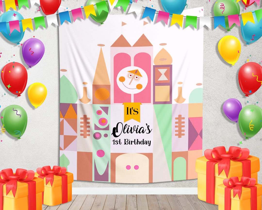 Editable It's A Small World Backdrop, Disney Birthday, Magical Party ...