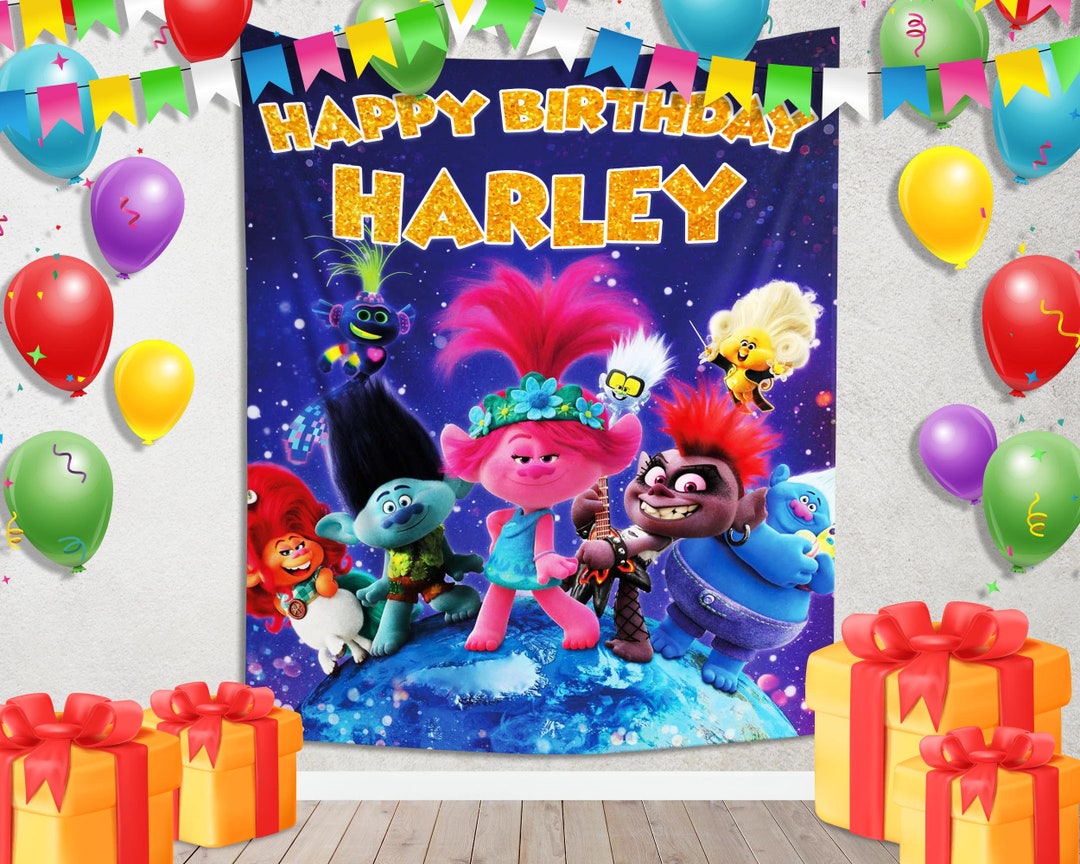 Trolls Backdrop, Trolls Birthday, Trolls Birthday Decorations, Trolls ...