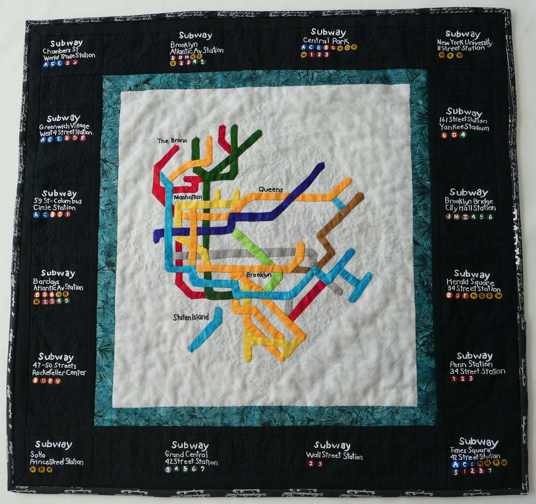 Art Quilt Fiber Art Wall Hanging New York City Subway Diagram NYC ...