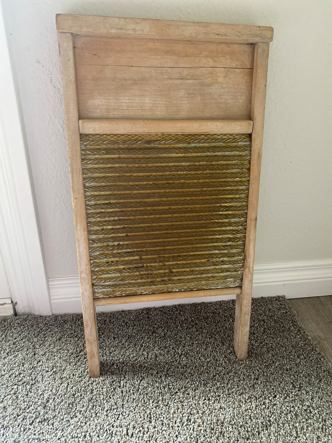 Vintage Laundry Washboard Scrubboard Vintage Style Brass With Wooden ...