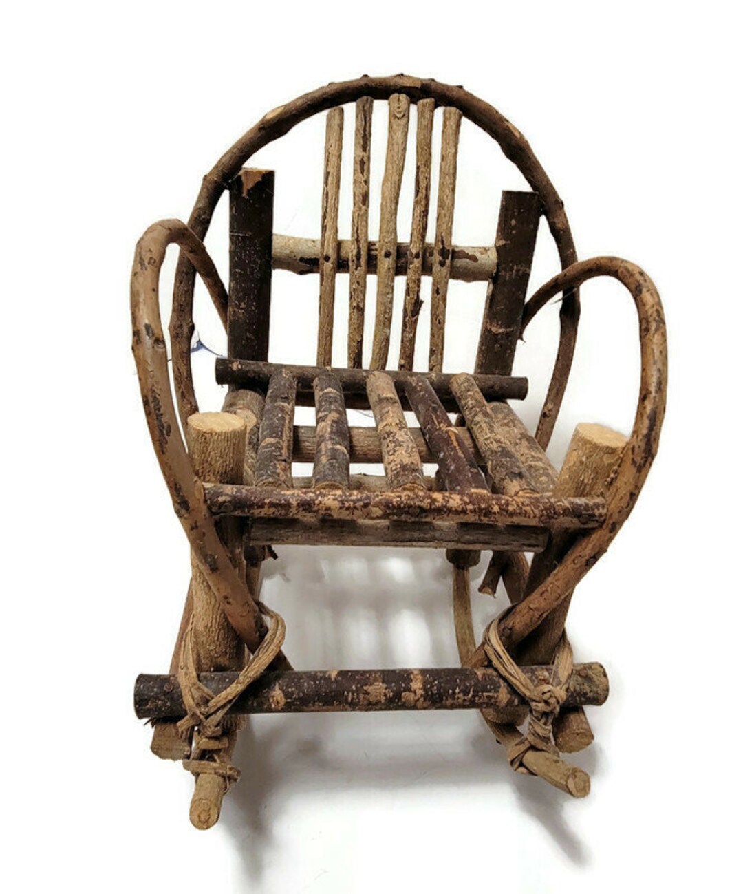 Vintage Miniature Twig Rocking Chair, Rustic Doll Furniture, Porch ...