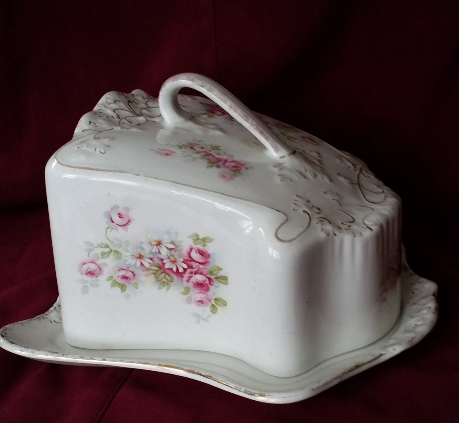 Home & Living Vintage Crown Staffordshire Square Butter Dish Cheese ...