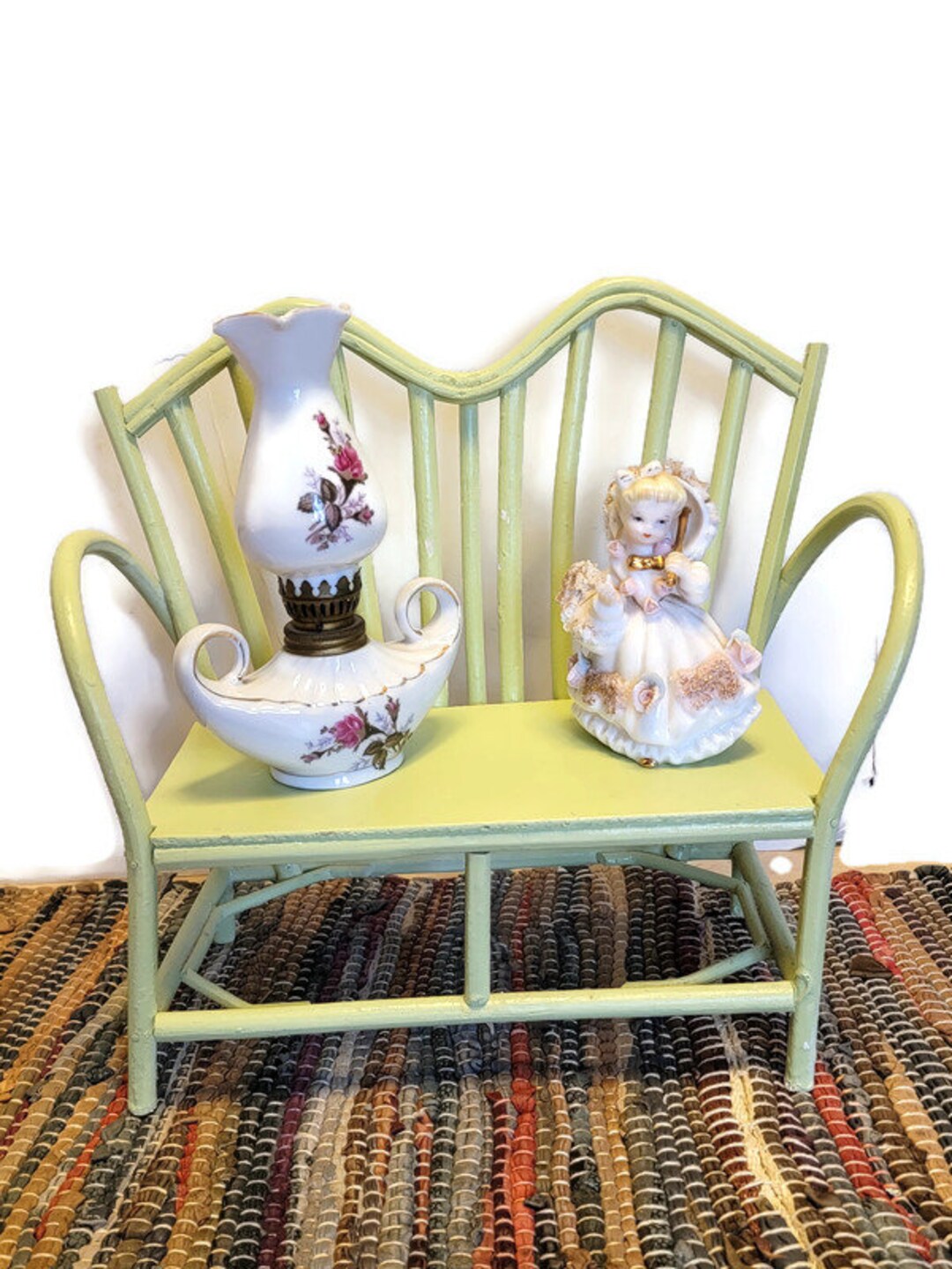 Vintage Miniature Doll Bench Doll House Furniture Wooden Bench Display ...