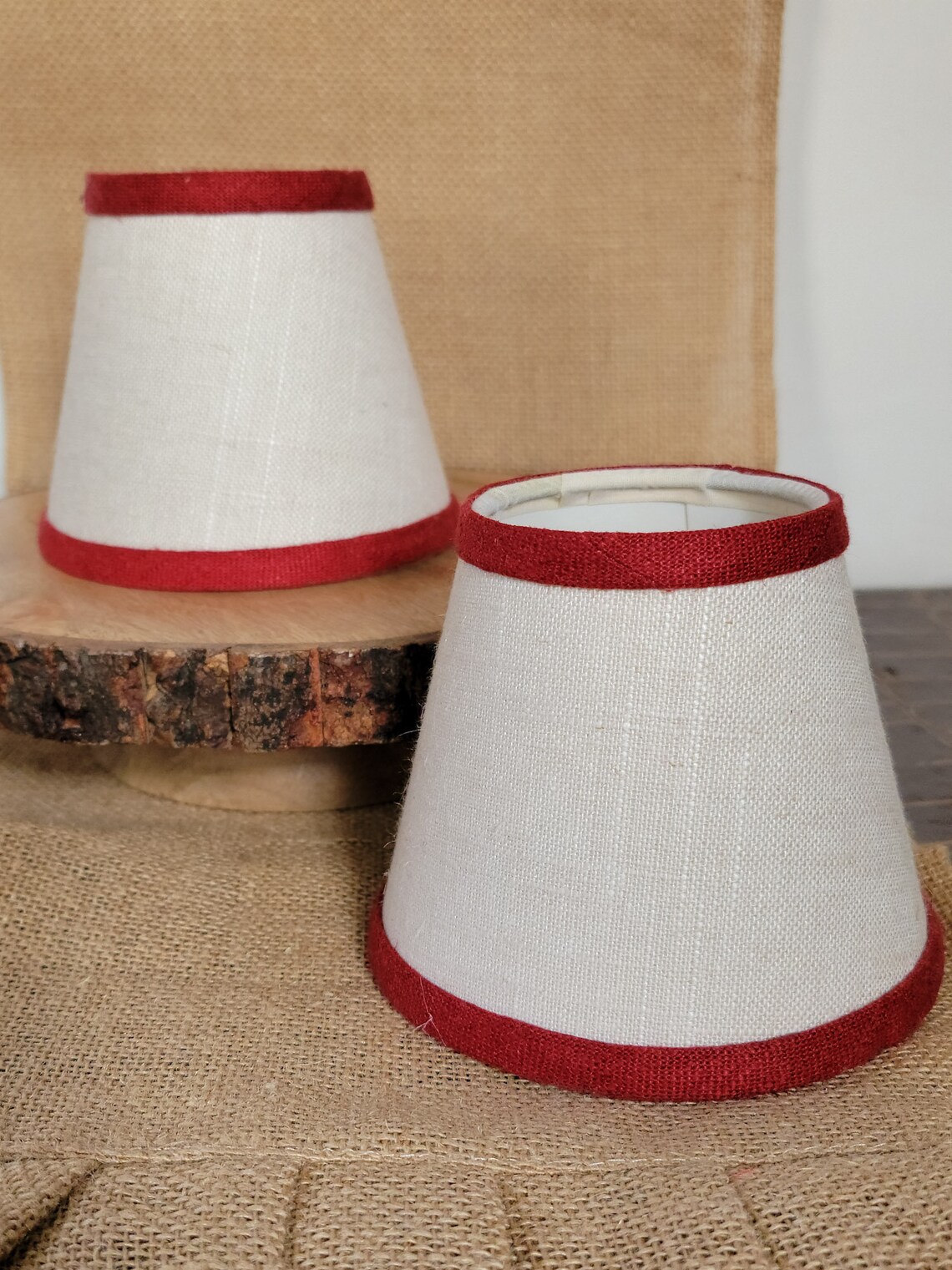 Country Burlap Lamp shade for Small Lamp or Chandelier Cream | Etsy