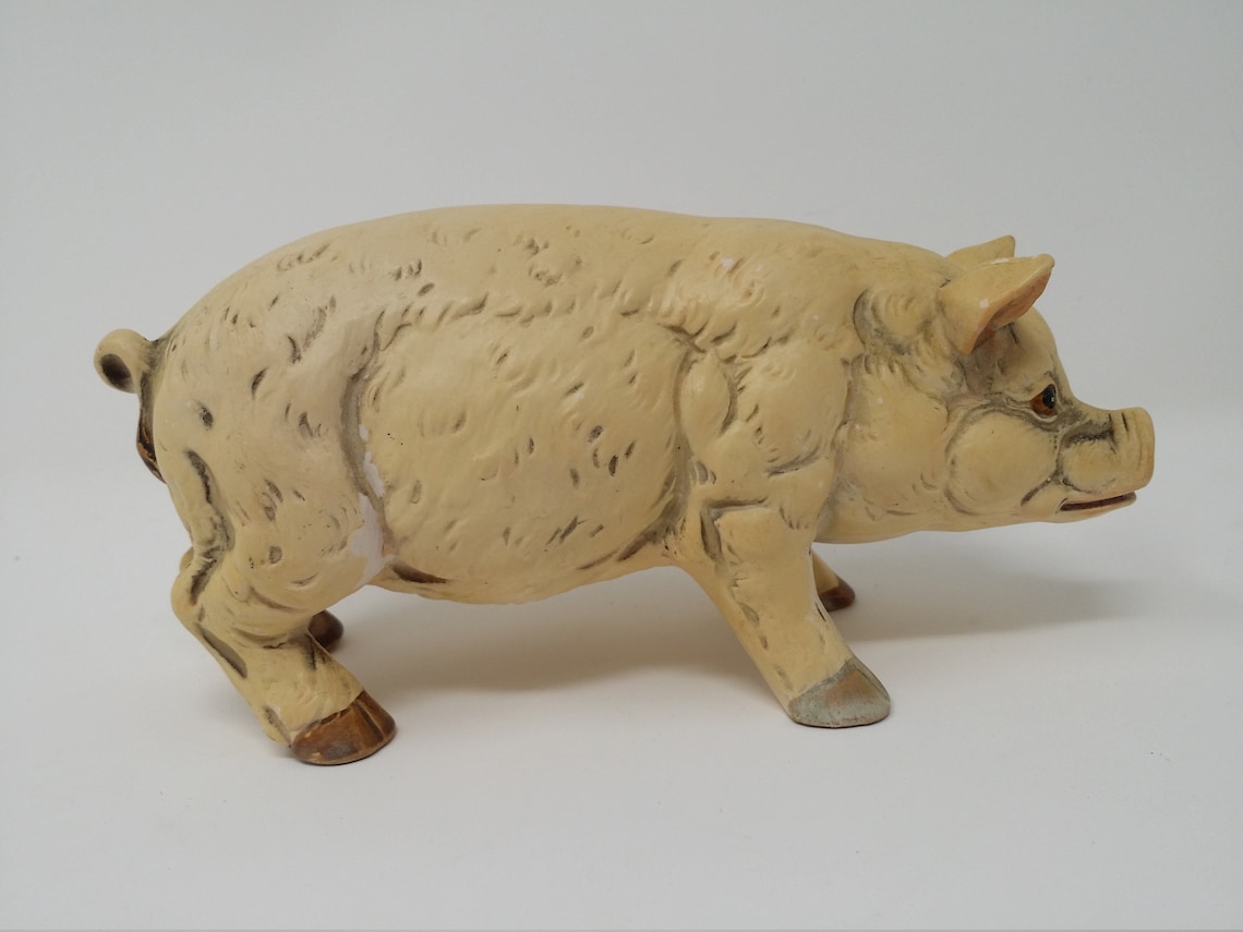 Vintage Ceramic Pig Figurine Farm Pig Pet Barn Pig Diorama Signed "pig ...