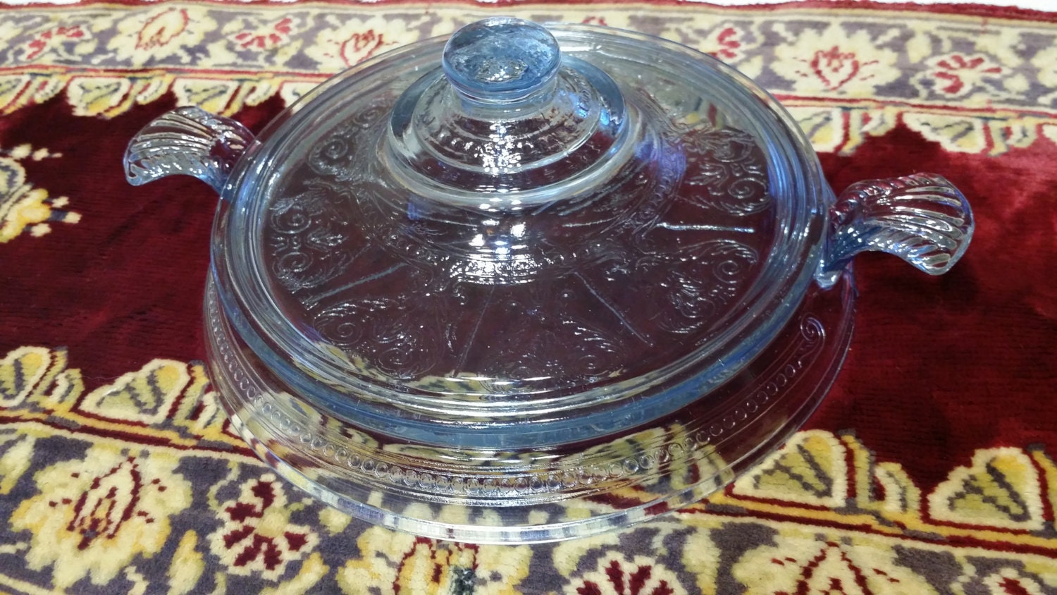 Vintage Antique Sapphire Blue Depression Glass Trivit, Anchor Hocking ...