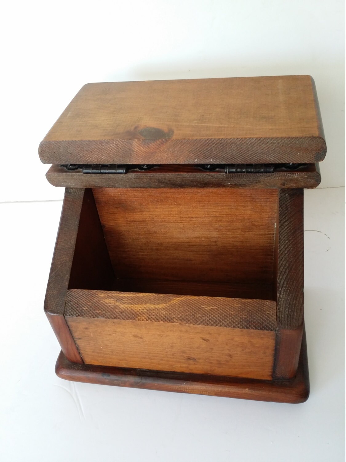 Vintage Wood Salt Box Hand Made Signed Kitchen Decor Rustic Cabin ...