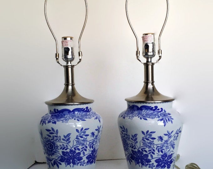 Blue and White Lamps Spode Blue Room Collection "jasmine" Pattern Pair ...