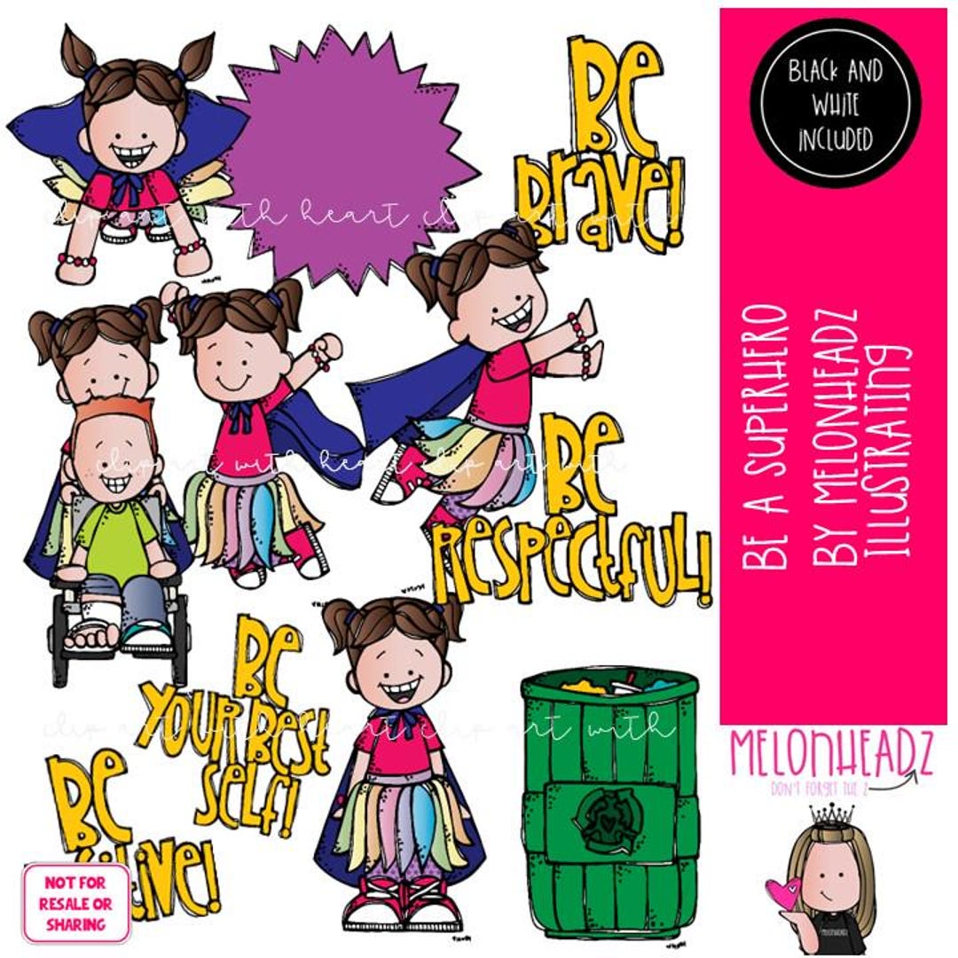 Be a Superhero Clip Art Digi Stamp COMBO PACK by Melonheadz - Etsy