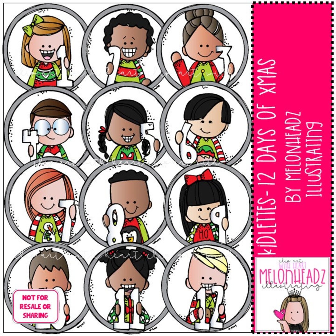 Kidlettes Clip Art 12 twelve Days of Xmas COLORED Version - Etsy