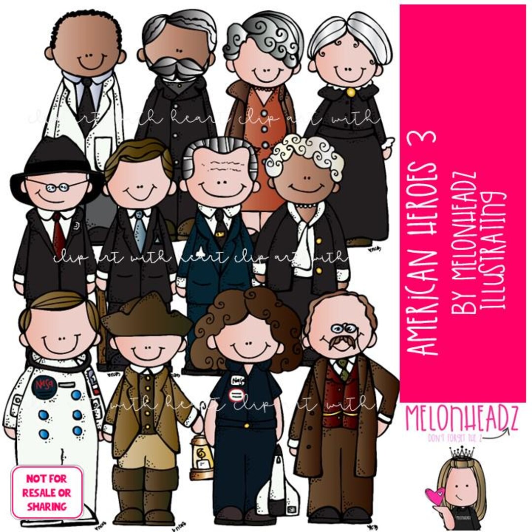 American Heroes Clip Art 3, Historical Figures Clip Art COLORED Version ...