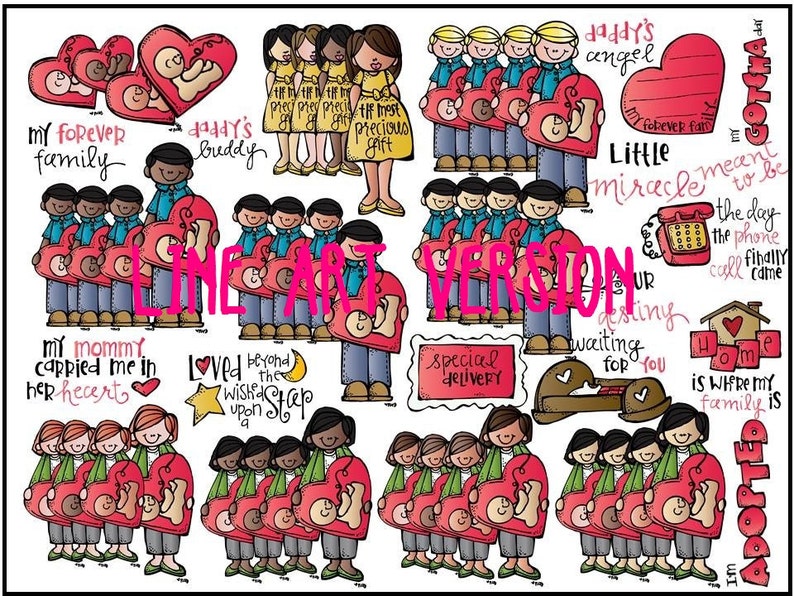 Adoption Clip Art LINE ART - Etsy