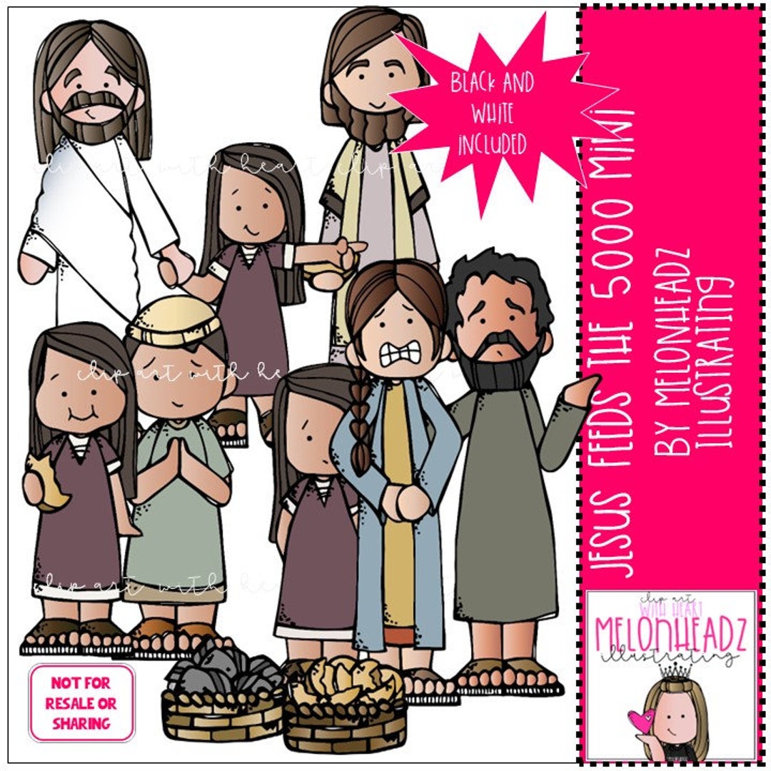 Jesus Feeds 5000 Clip Art - Mini - Bible - Etsy