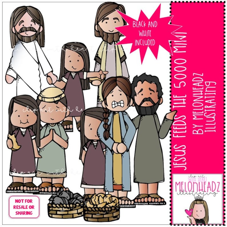Jesus Feeds 5000 Clip Art Mini Bible - Etsy