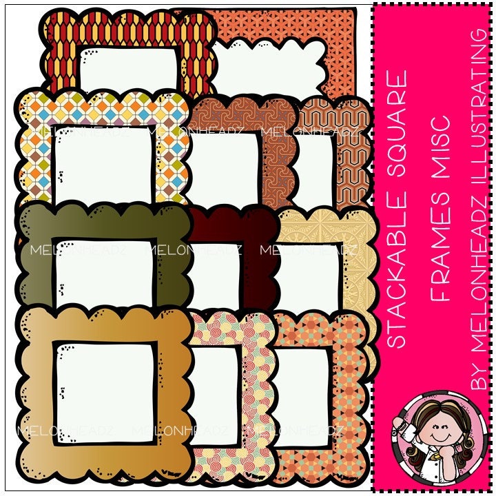 Stackable Square Frames Clip Art | Etsy