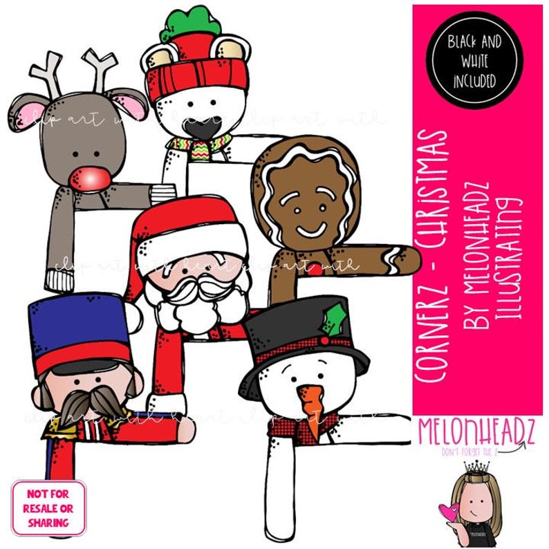 Cornerz Christmas Clip Art, Santa, Reindeer Mini - Etsy