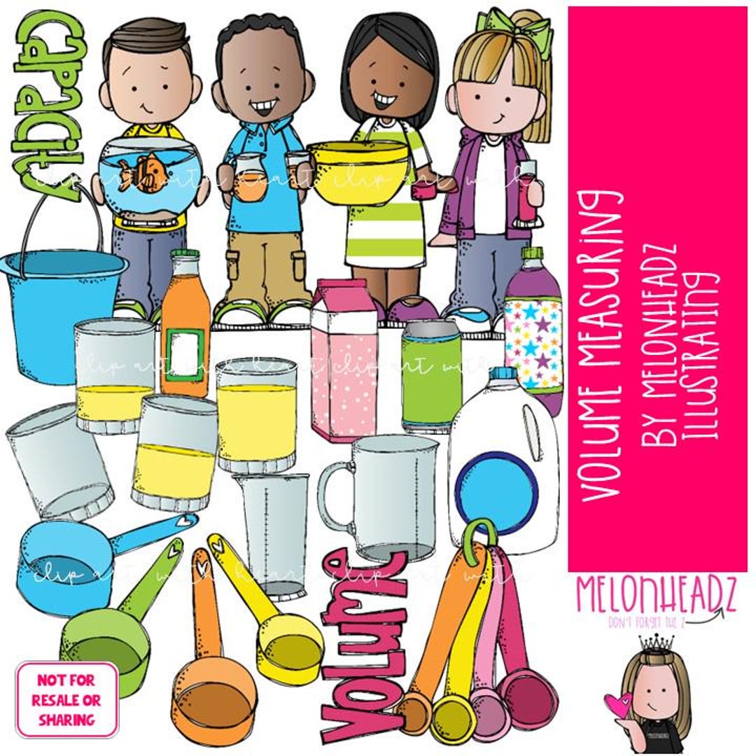 Volume Measuring Clip Art, Math Clip Art, Capacity Clip Art COLORED ...