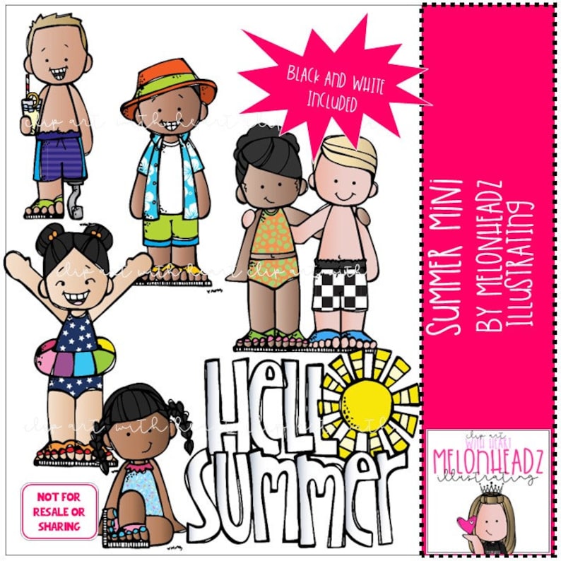 Summer Clip Art Mini by Melonheadz Illustrating - Etsy