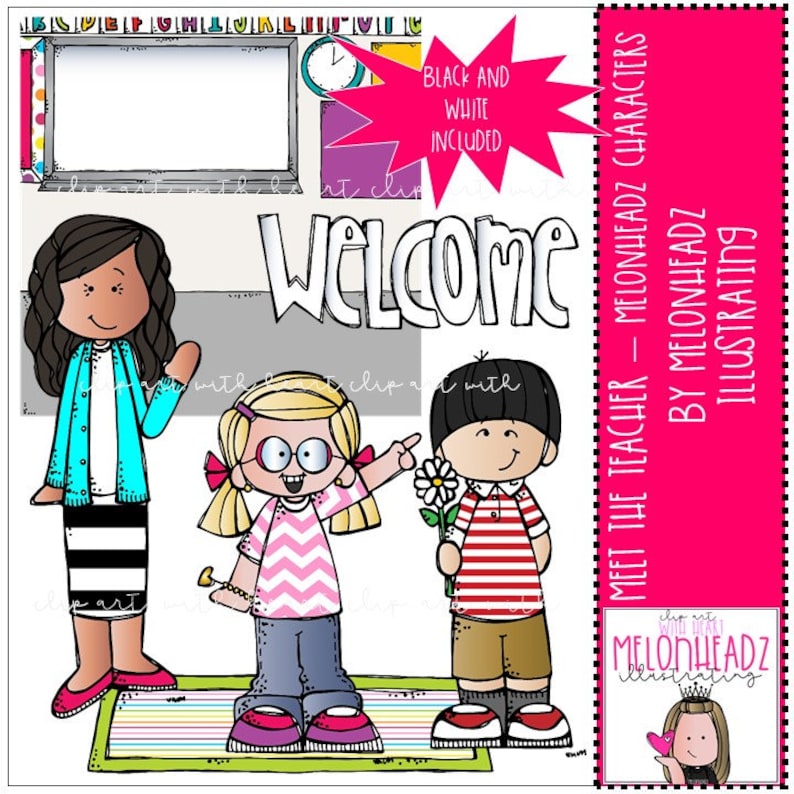 Meet the Teacher Clip Art Melonheadz Characters Mini - Etsy