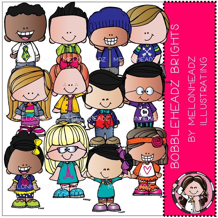 Bobbleheadz Brights Clip Art - Combo Pack - Etsy