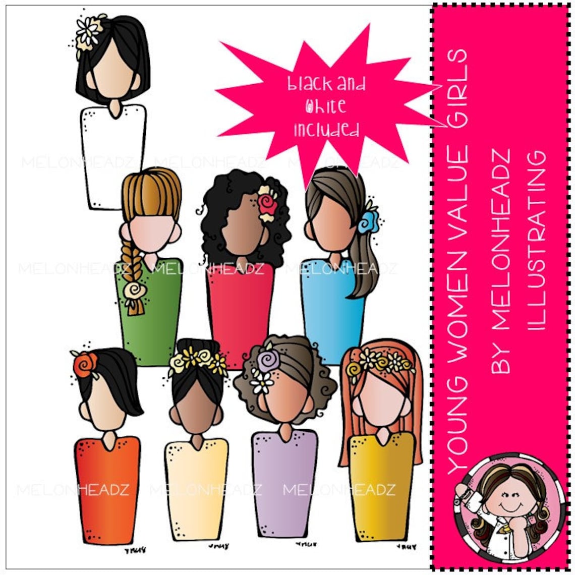 Young Women Girls Clip Art Mini LDS - Etsy