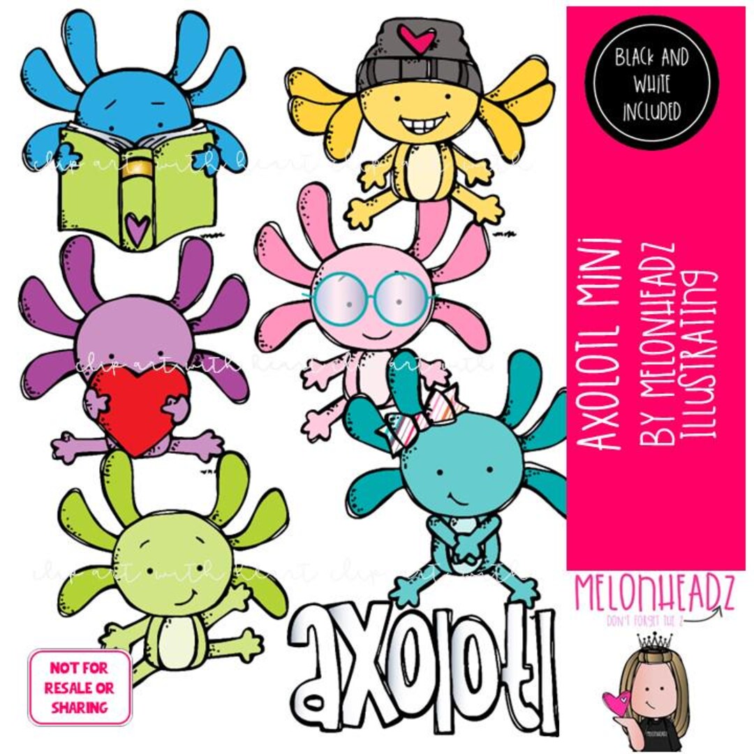 Axolotl Clip Art, Amphibian Clip Art Mini - Etsy UK