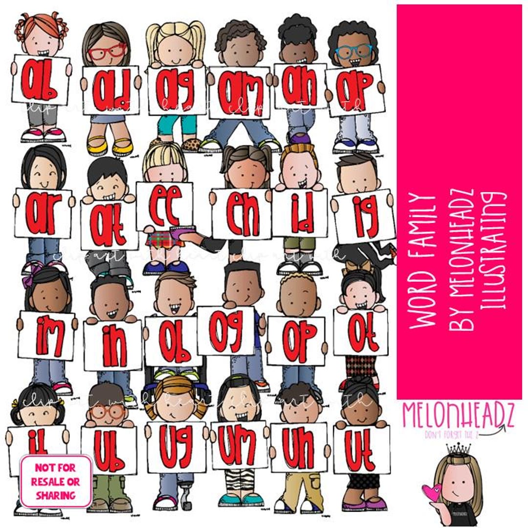 Word Family Clip Art. Phonogram Clip Art, Phonics Clip Art COLORED ...