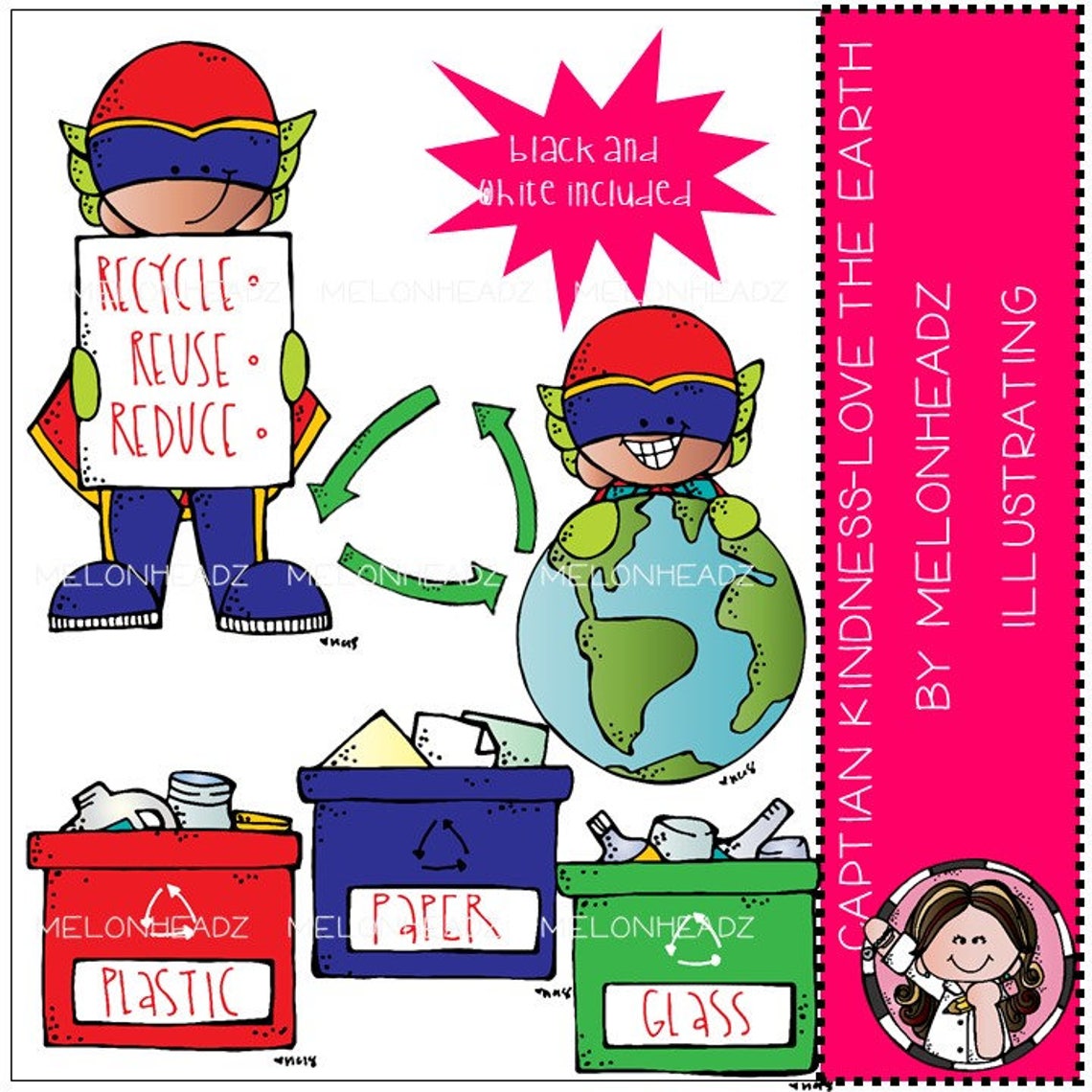 Captain Kindness Clip Art Love the Earth Mini | Etsy