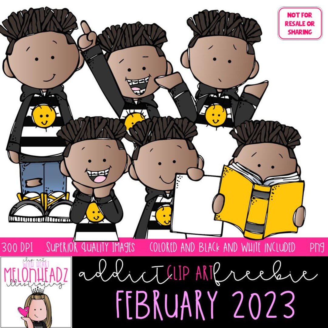 Melonheadz Addict Clip Art Digi Stamp February Set 2023 Mini - Etsy