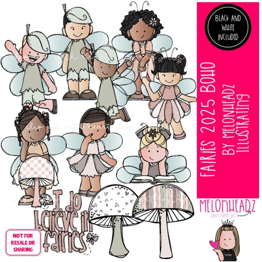 Fairies Clip Art 2025 Mushroom Clip Art Pixie Clip Art COMBO PACK BOHO ...