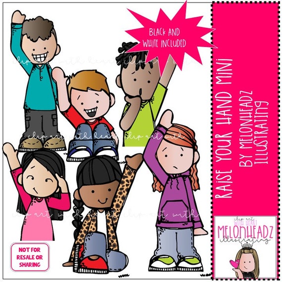 Kids Raising Hands Clip Art