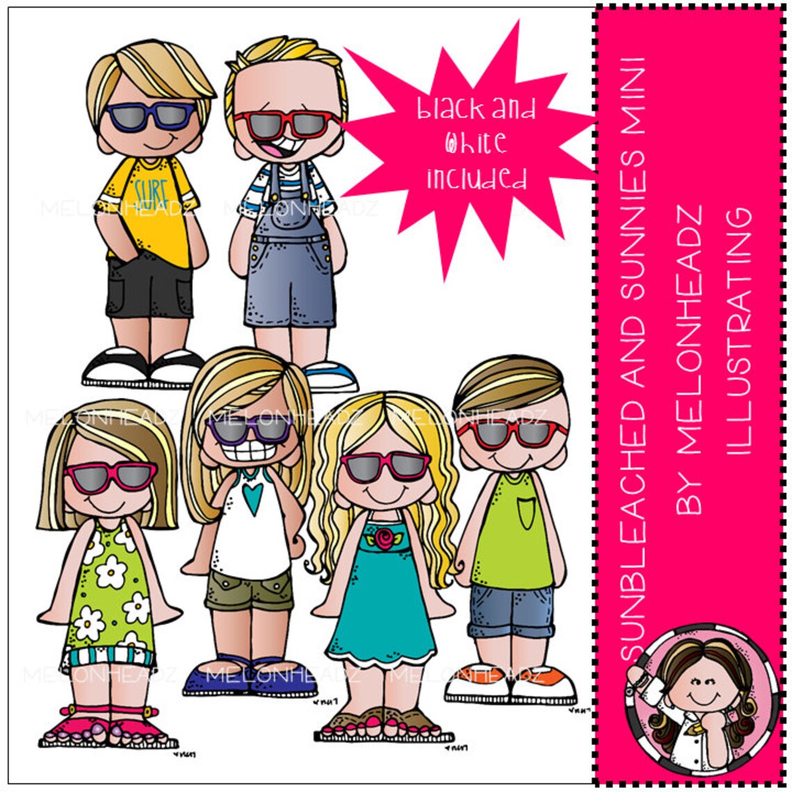 Kidlettes Clip Art Sun Bleached and Sunnies Mini - Etsy