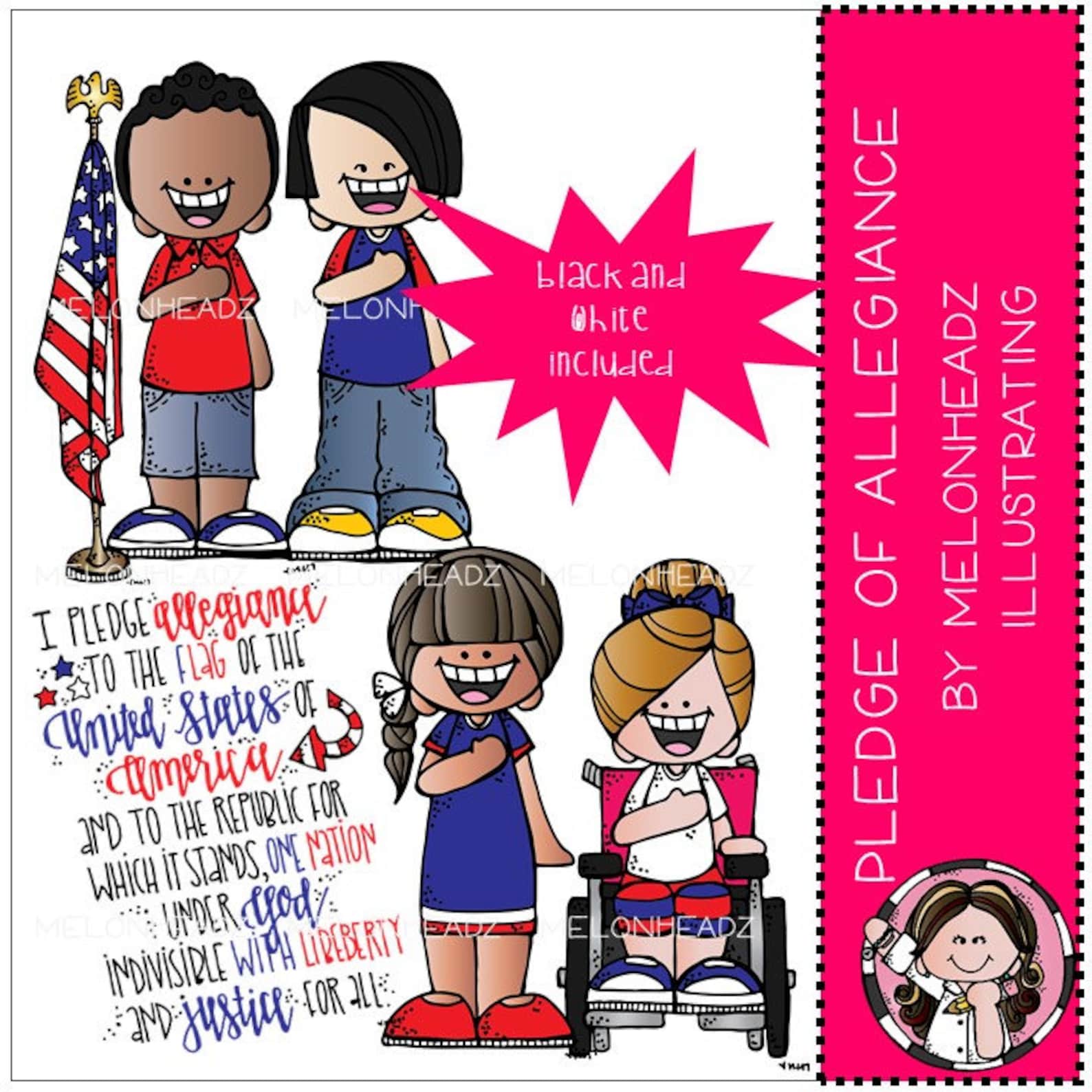 Pledge of Allegiance clip art Mini | Etsy