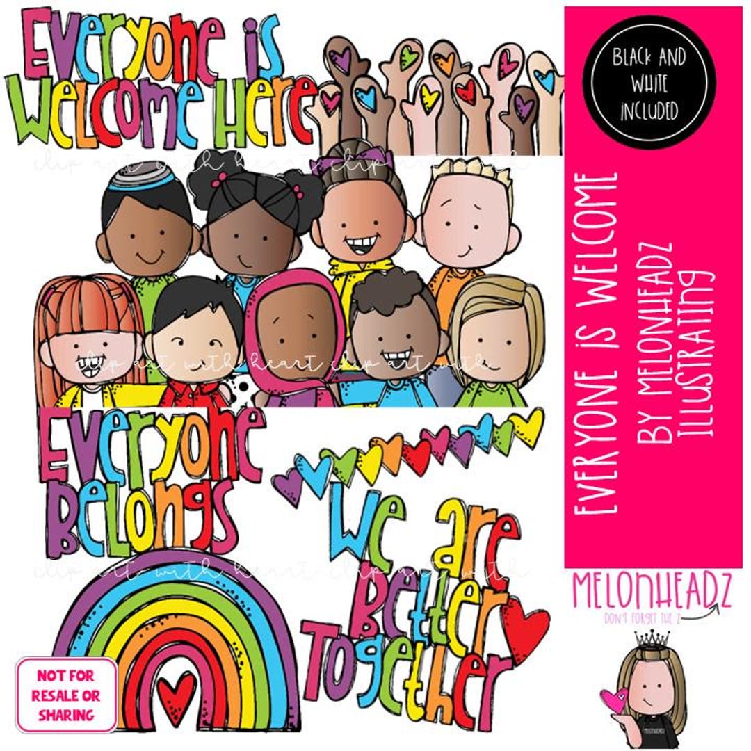 Everyone is Welcome Clip Art Be Kind Clip Art Inclusion Clip Art Mini ...
