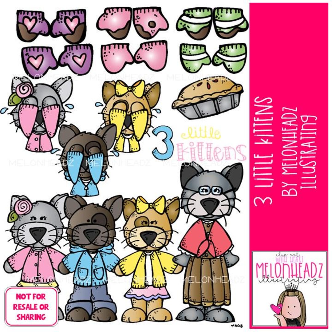 3 Little Kittens Clip Art, Literature Clip Art, Fairy Tale Clip Art ...