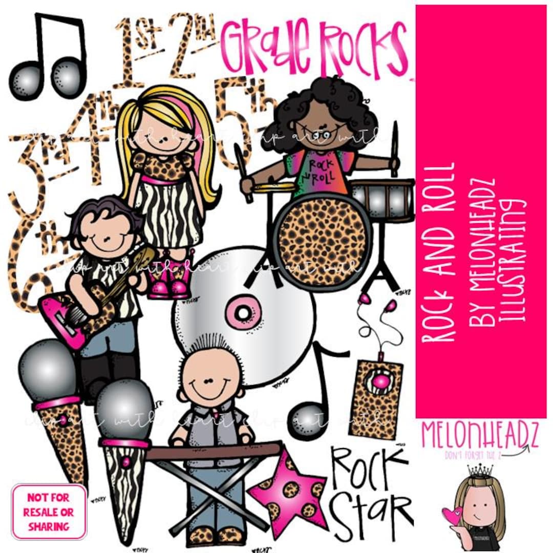 Rock N Roll Clip Art, Rockstar Clip Art COLORED Version - Etsy