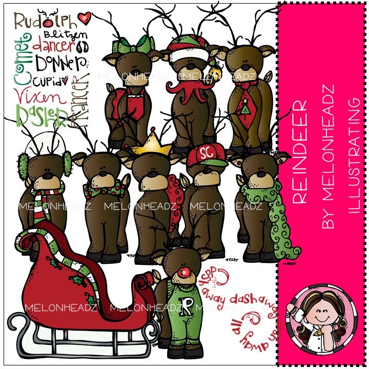 Reindeer Clip Art Combo Pack | Etsy
