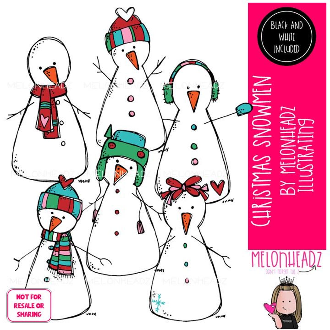 Christmas Snowmen Clip Art, Winter Mini - Etsy