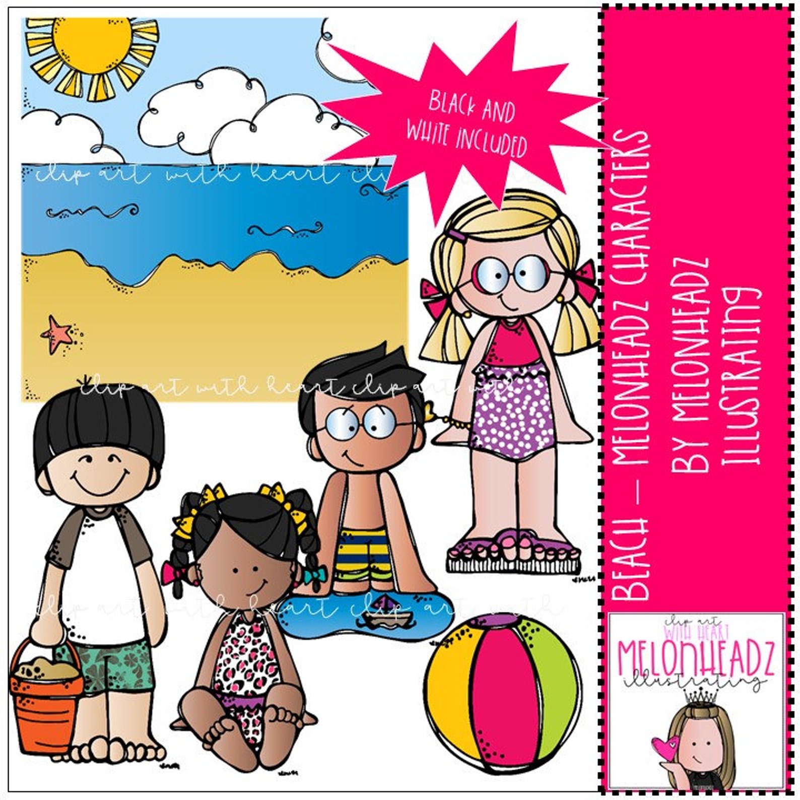 Beach Clip Art Melonheadz Characters Mini - Etsy Canada